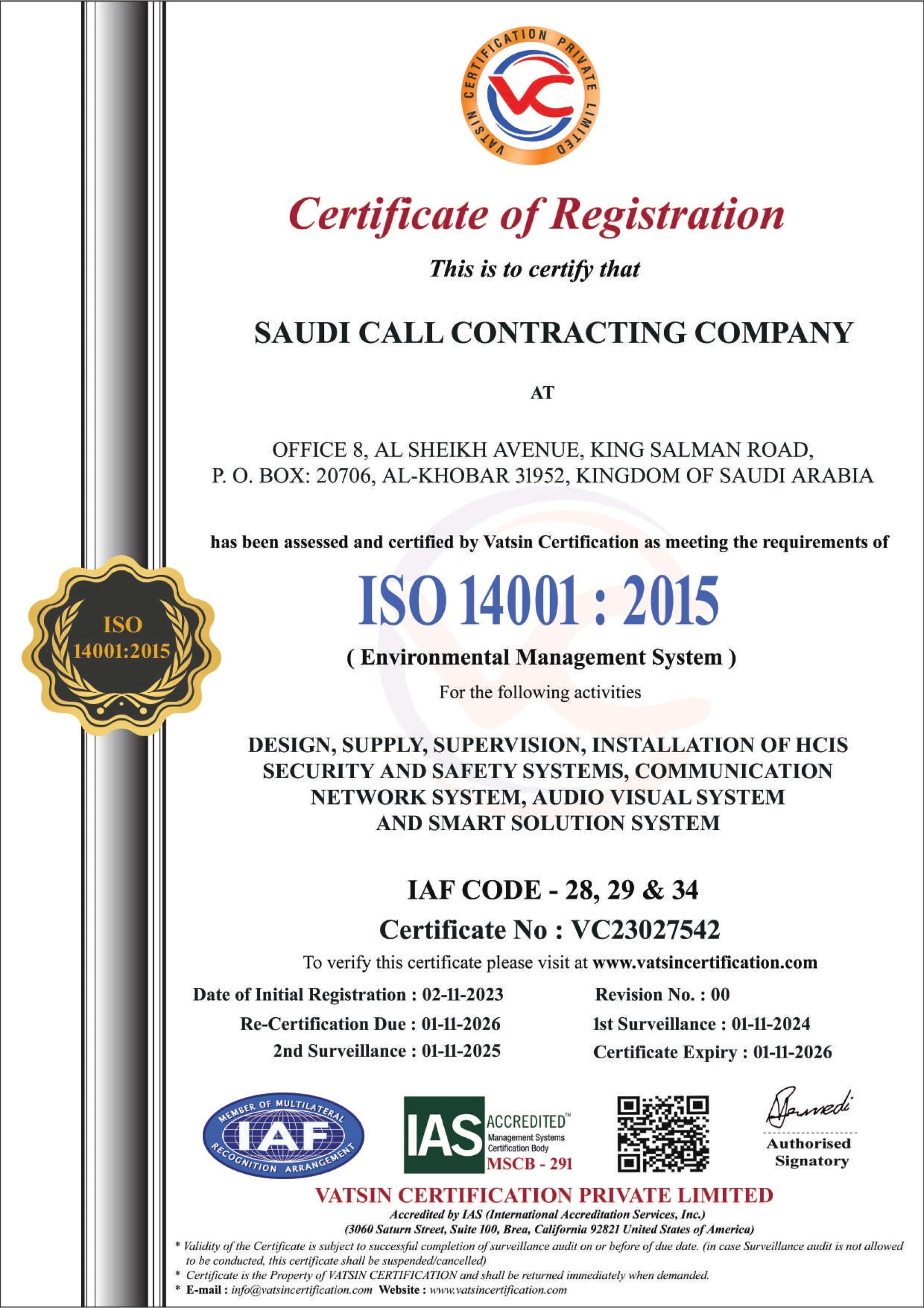 Certifications – Saudi Call