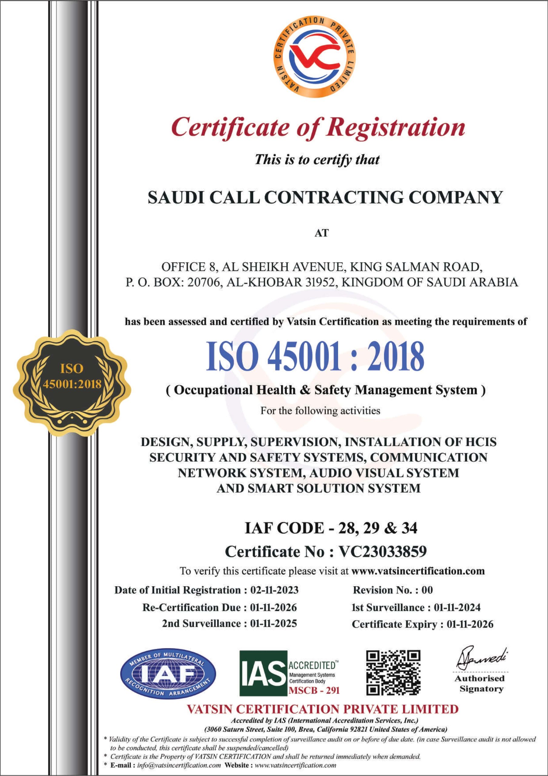 Certifications – Saudi Call